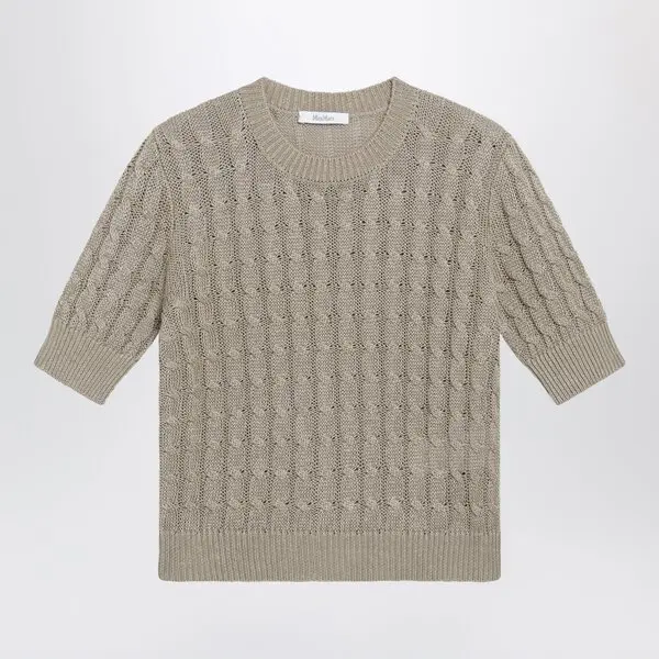 Max Mara Cable-knit Linen Crewneck Sweater - Brown