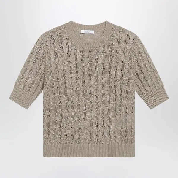 Max Mara Cable-knit Linen Crewneck Sweater - Brown