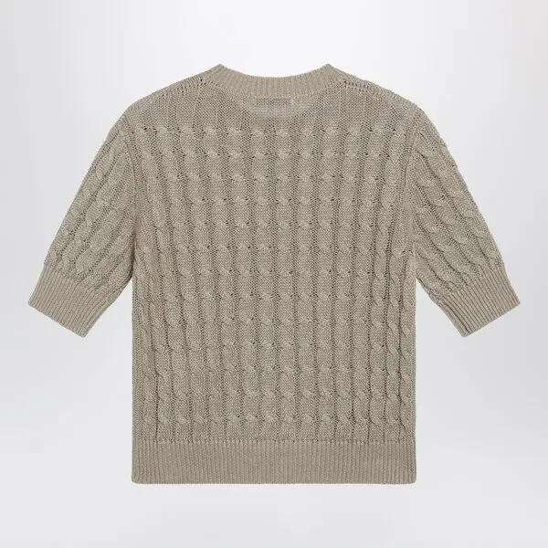 Max Mara Cable-knit Linen Crewneck Sweater - Brown