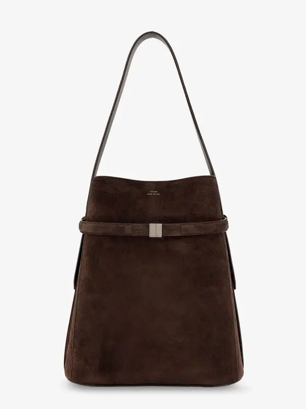 TOTEME Suede Belted Bucket Bag - Brown