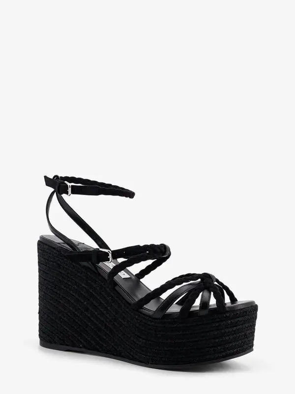 JIMMY CHOO Nyra Leather And Raffia Sandals