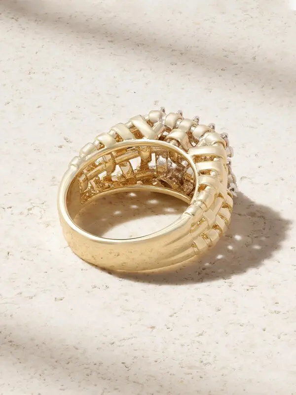 Yvonne Léon Raphia 9-karat Yellow And White Diamond Ring