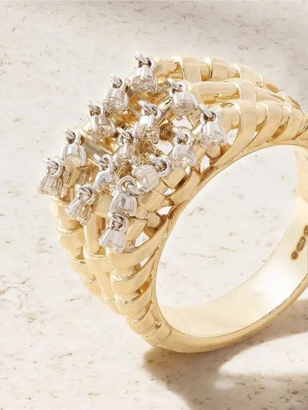 Yvonne Léon Raphia 9-karat Yellow And White Diamond Ring