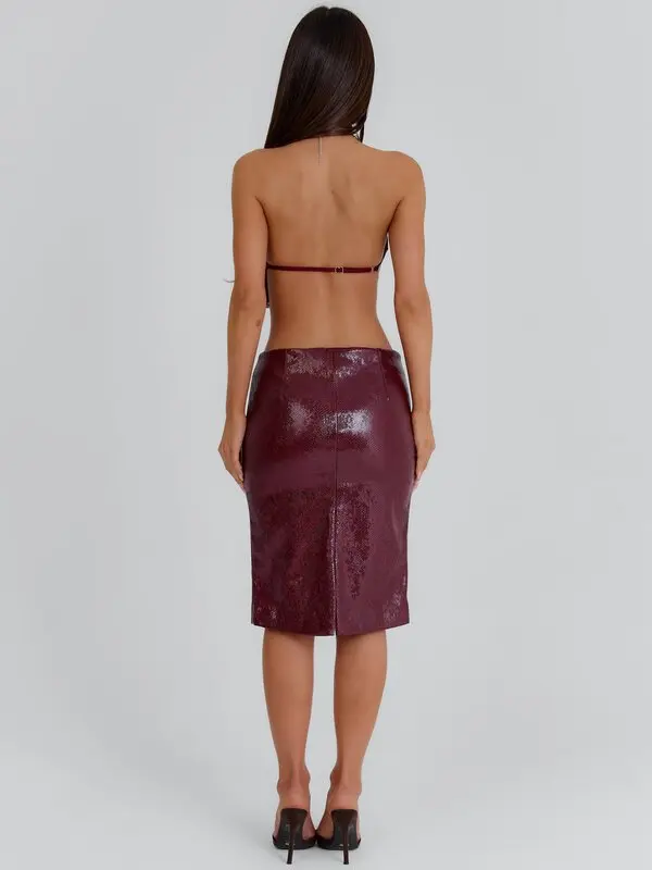 OUTCAST Jameela Midi Skirt Burgundy