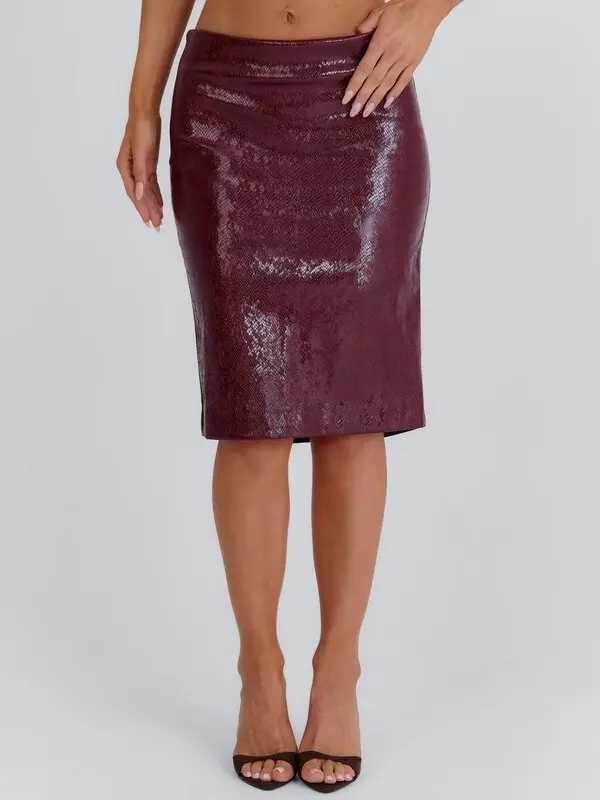 OUTCAST Jameela Midi Skirt Burgundy