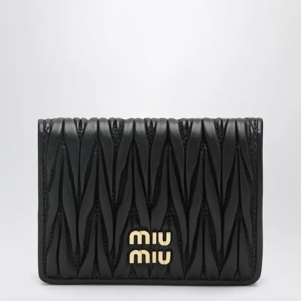 Miu Miu Compact Wallet In Quilted Nappa - Black