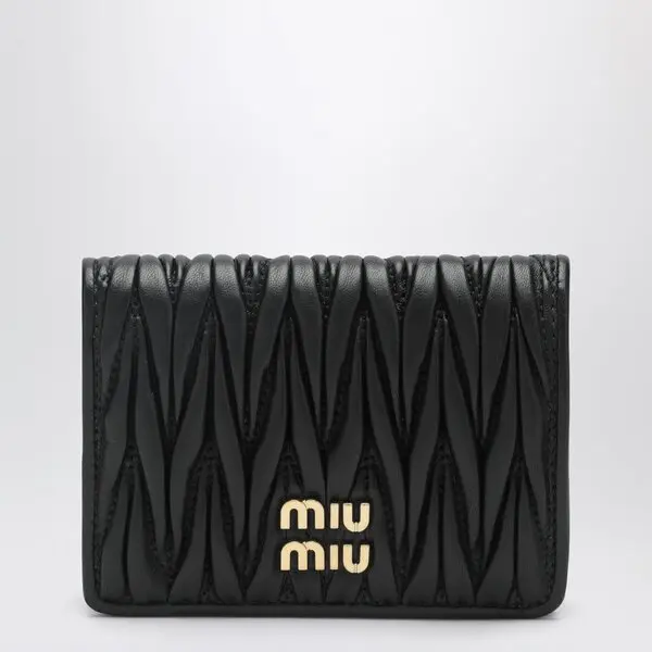 Miu Miu Compact Wallet In Quilted Nappa - Black