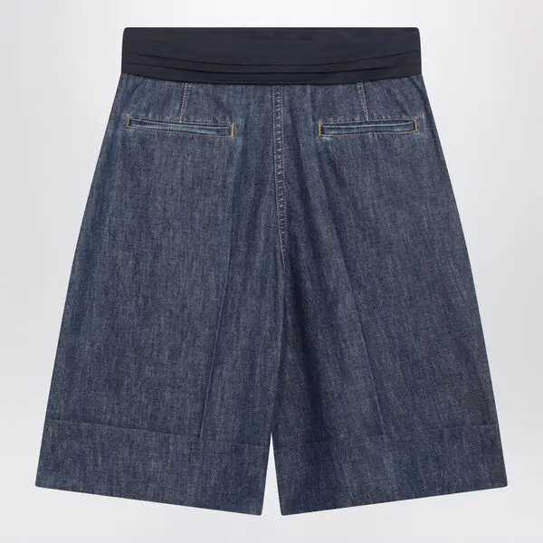 Valentino Garavani Denim Bermuda Shorts With Oversized Bow - Blue