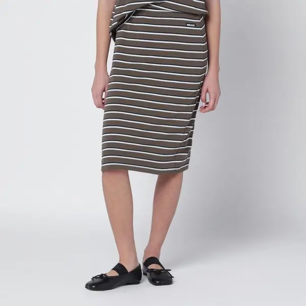 ROTATE BY BIRGER CHRISTENSEN Striped Cotton-jersey Pencil Skirt - Brown