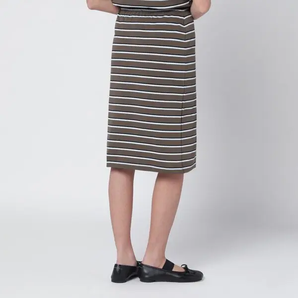 ROTATE BY BIRGER CHRISTENSEN Striped Cotton-jersey Pencil Skirt - Brown