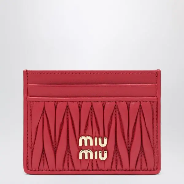 Miu Miu Matelasse Nappa Card Holder - Red