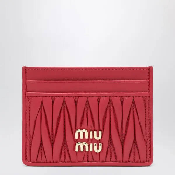Miu Miu Matelasse Nappa Card Holder - Red