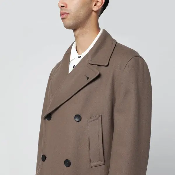 Tagliatore Taupe Double-breasted Wool-blend Coat - Brown