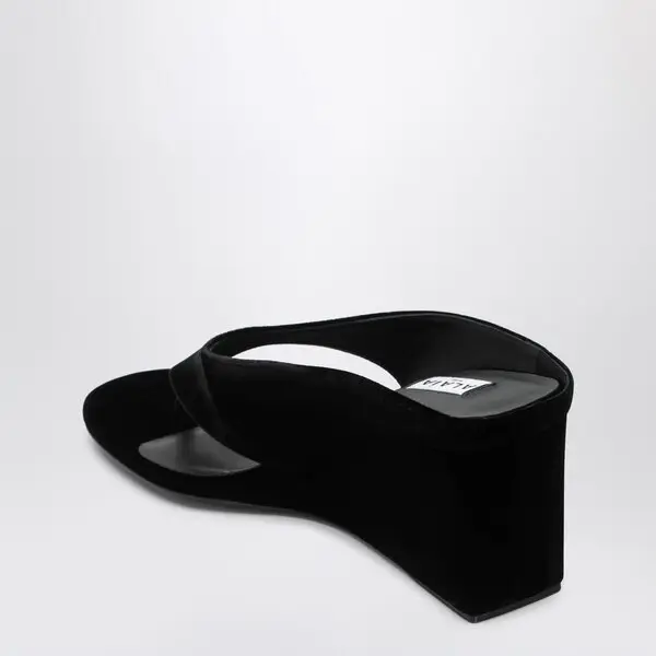 Alaïa Thong Mules With Wedge In Velvet - Black