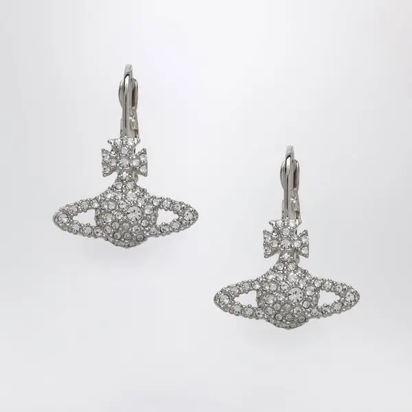 VIVIENNE WESTWOOD Grace Bas Relief Earrings In Platinum Brass With Crystals - Silver