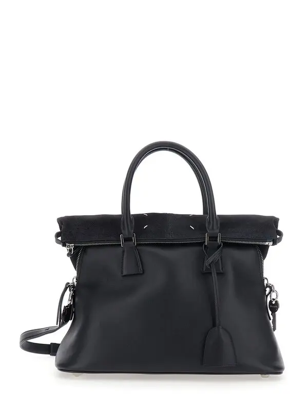 MAISON MARGIELA Black Crossbody Bag With Adjustable And Removable Strap And Four Stitches Detail On The Back In Leather For - Multicolor