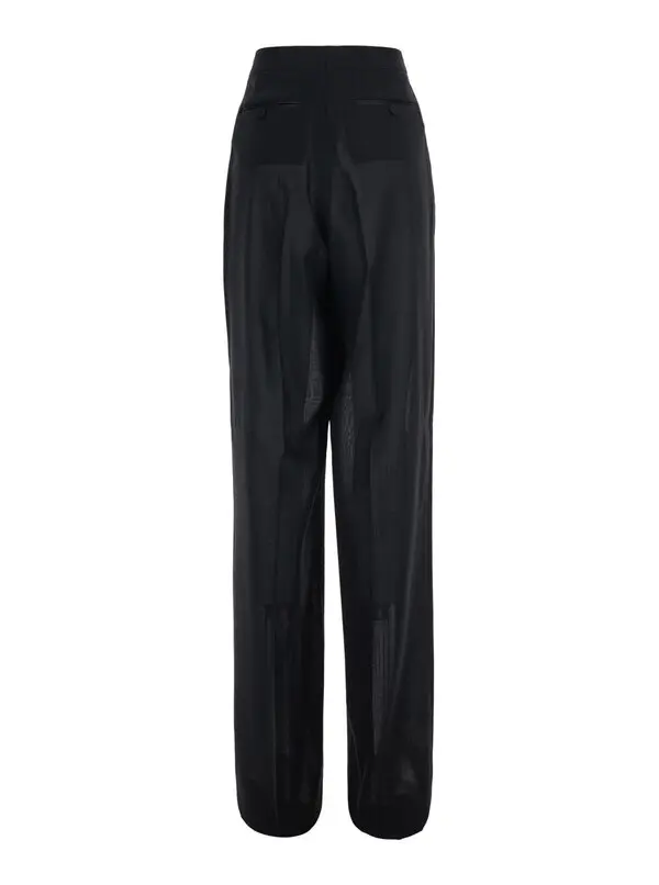 TOM FORD Black High-waisted Pants With Front Pleats In Wool For