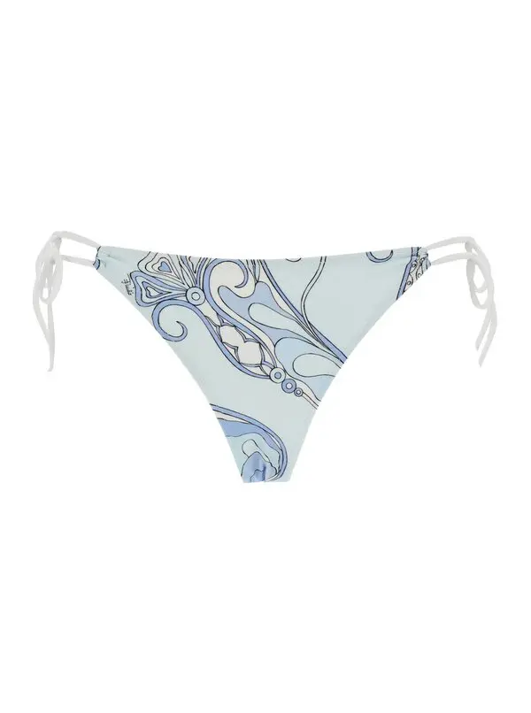 Emilio Pucci Light Blue Bikini Bottom With Adjustable Tie Closure And All-over Orchidea Print In Stretch Tech Fabric For - Multicolor