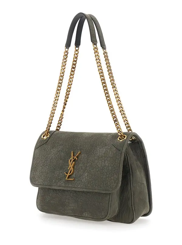 Saint Laurent Niki' Gray Shoulder Bag With Cassandre Plaque On The Front And Two Handles With Chain In Leather For - Multicolor