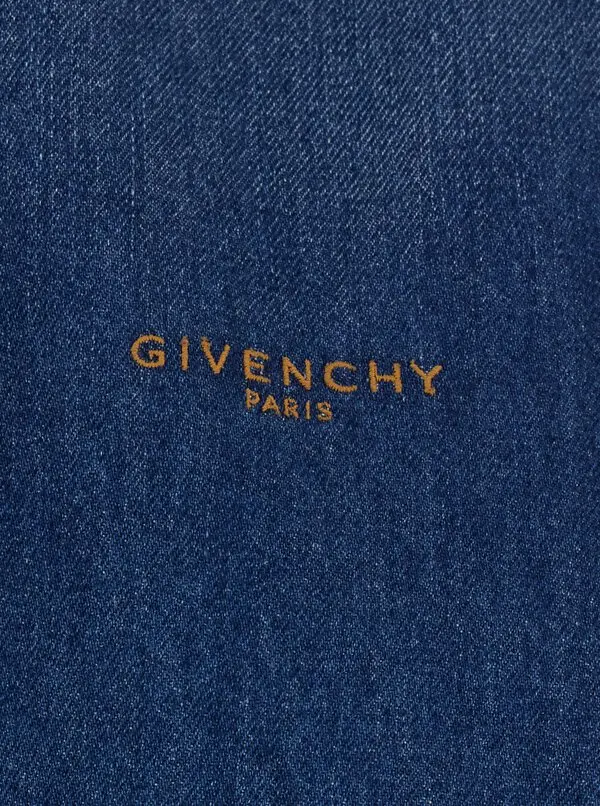 Givenchy Blue Jacket With Classic Collar And Logo Lettering On The Front In Denim For