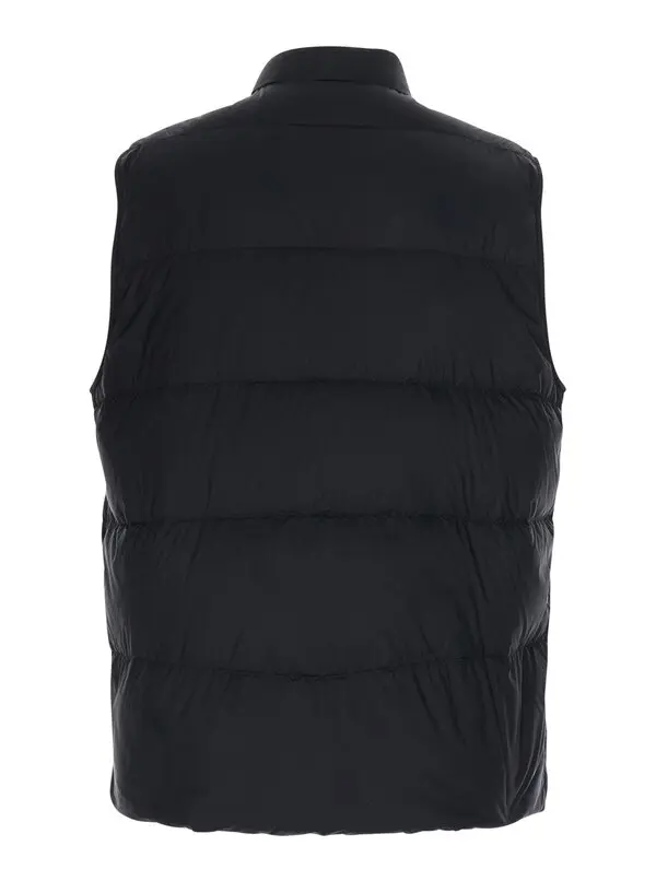 Moncler Tuquerouye' Black Down Jacket With High Collar And Sleeveless Design In Tech Fabric For