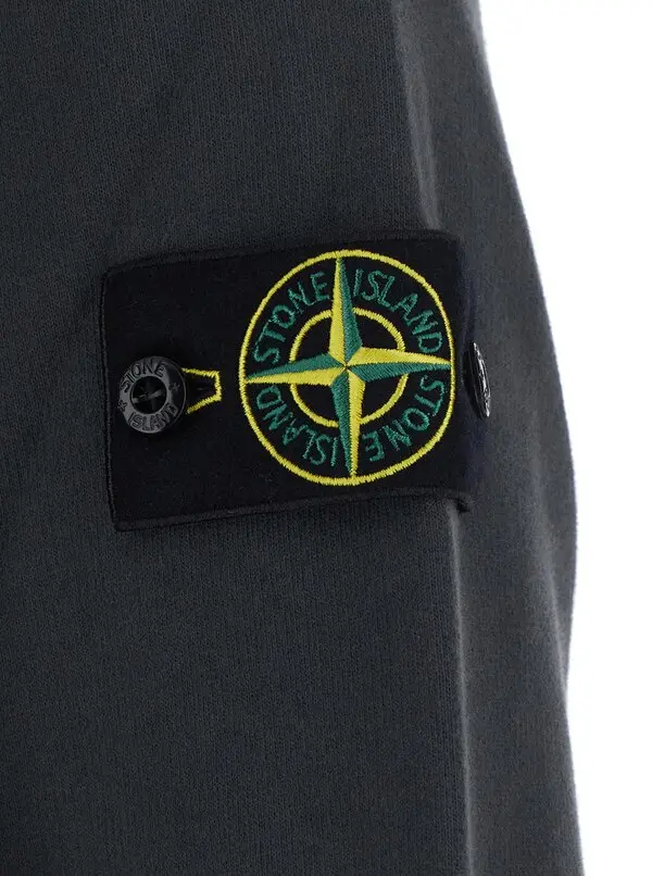 Stone Island Grey Crewneck Sweatshirt With Logo Patch On The Sleeve In Cotton For - Gray