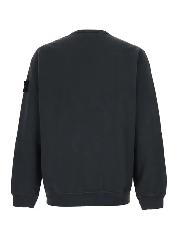 Stone Island Grey Crewneck Sweatshirt With Logo Patch On The Sleeve In Cotton For - Gray