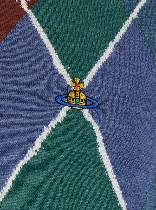 VIVIENNE WESTWOOD Crew Neck Vest With Argyle Motif Logo On The Front In Wool For