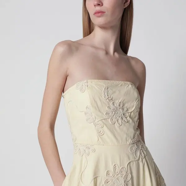 ROTATE BY BIRGER CHRISTENSEN Midi Dress With Floral Appliques - Yellow