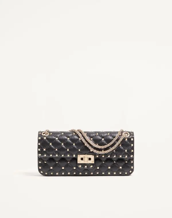 Valentino Garavani Rockstud Spike Medium Shoulder Bag In Kidskin - Black