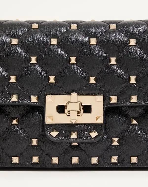 Valentino Garavani Rockstud Spike Medium Shoulder Bag In Kidskin - Black