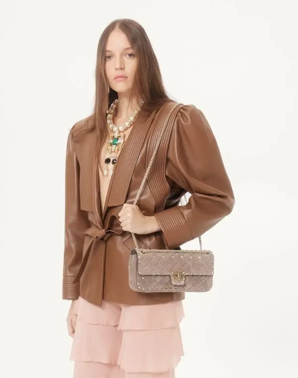 Valentino Garavani Rockstud Spike Medium Suede Shoulder Bag