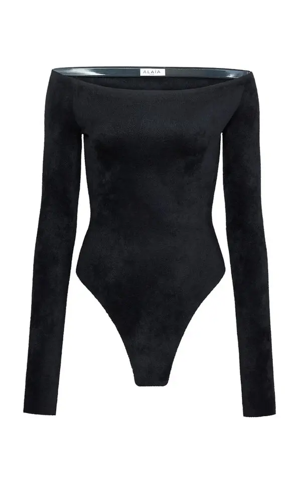 Alaïa Velvet Off-the-shoulder Bodysuit - Black