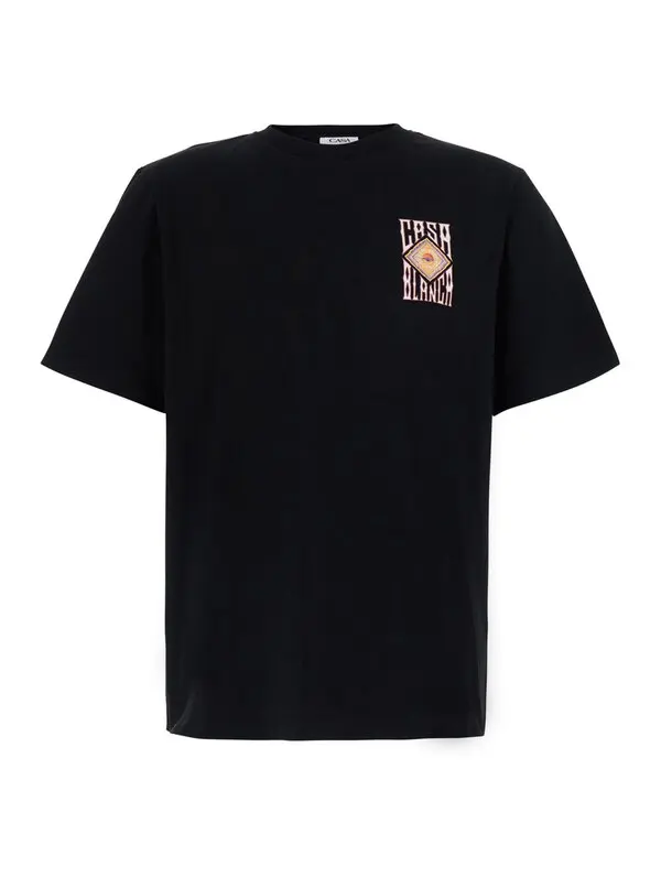 Casablanca Black Crew Neck T-shirt With Logo Detail On The Front And Maxi Logo On The Back In Cotton For - Multicolor
