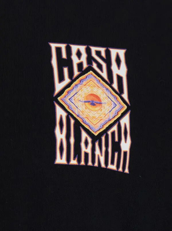 Casablanca Black Crew Neck T-shirt With Logo Detail On The Front And Maxi Logo On The Back In Cotton For - Multicolor