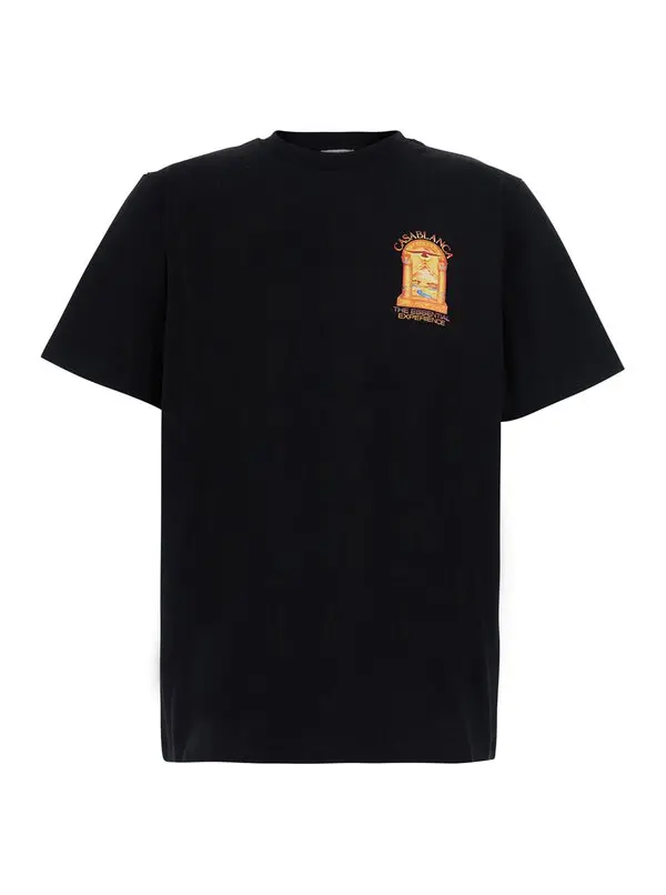 Casablanca Black Crew Neck T-shirt With Logo Detail On The Front And Maxi Logo On The Back In Cotton For - Multicolor