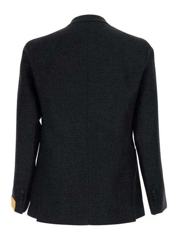Tagliatore Grey Single-breasted Jacket With Stripe Motif And Pin On Front In Wool For