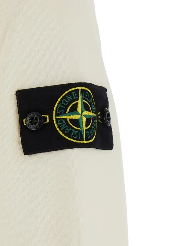Stone Island Crewneck Sweatshirt With Logo Patch On The Sleeve In Cotton For - White