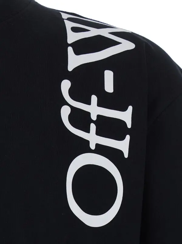 Off-White Crew Neck T-shirt With Logo Lettering In Cotton For - Black