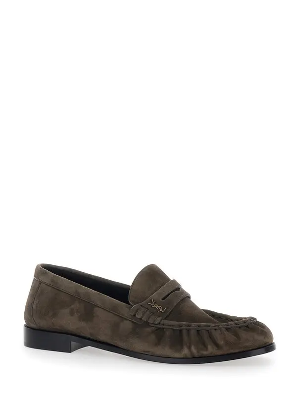 Saint Laurent Loafers 'le Loafer Camoscio' With Rounded Toe In Leather