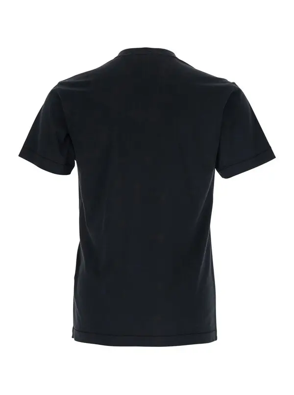 Stone Island Crew Neck T-shirt With Logo Patch On The Front In Cotton For - Black
