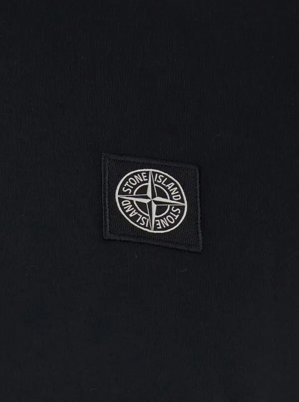 Stone Island Crew Neck T-shirt With Logo Patch On The Front In Cotton For - Black