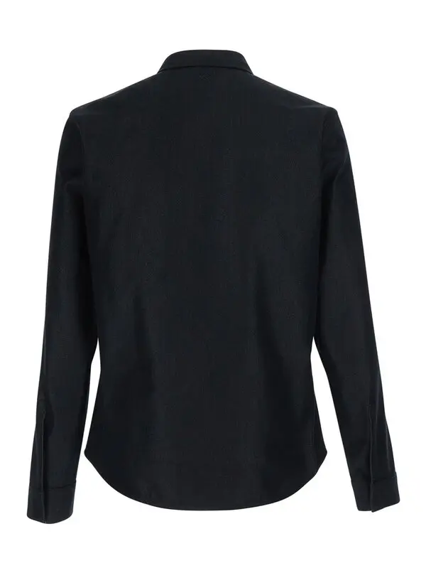 Gucci Black Shirt With Pointed Collar And Tone-on-tone Gg Logo On The Back In Denim For - Multicolor