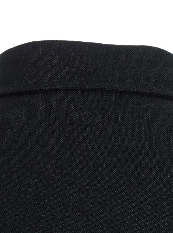 Gucci Black Shirt With Pointed Collar And Tone-on-tone Gg Logo On The Back In Denim For - Multicolor