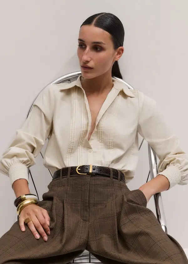 ME+EM Micro Cord Slim Fitting Blouse Winter - Cream