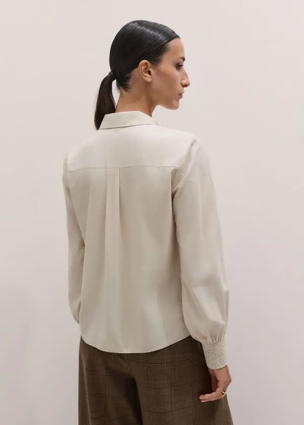 ME+EM Micro Cord Slim Fitting Blouse Winter - Cream