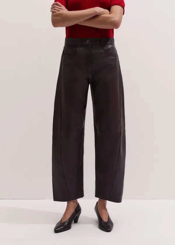 ME+EM Luxe Barrel Pant - Merlot Red