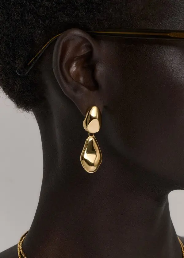 ME+EM Drop Earrings With Removeable Pendant Gold-black