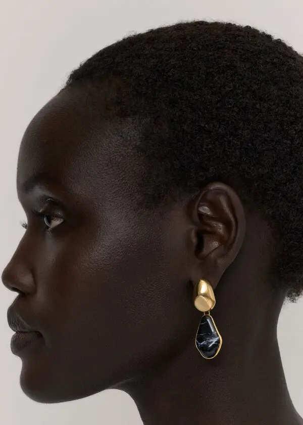 ME+EM Drop Earrings With Removeable Pendant Gold-black