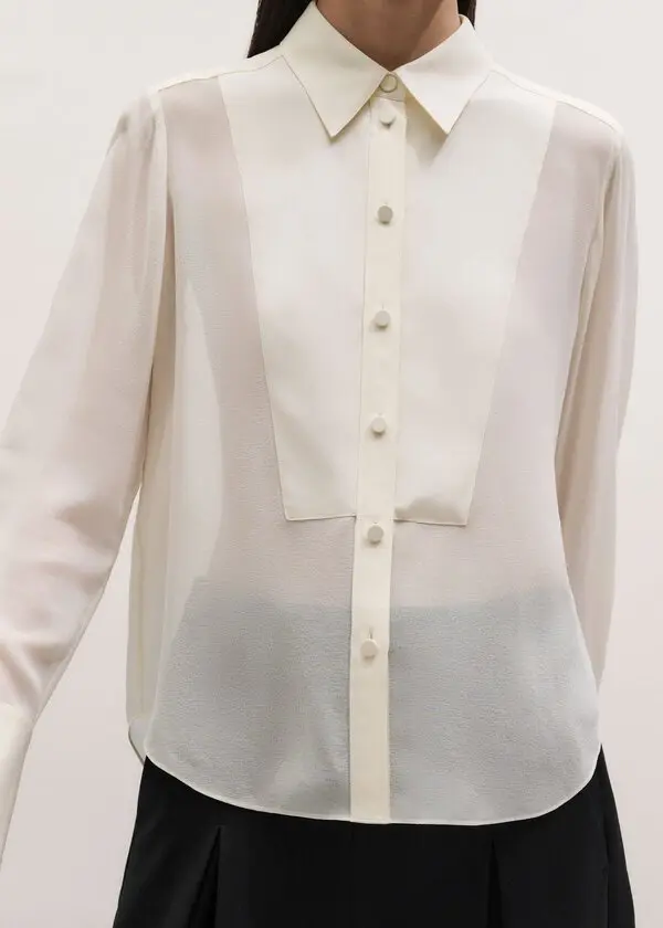 ME+EM Evening Sheer Silk Blouse - Light Cream